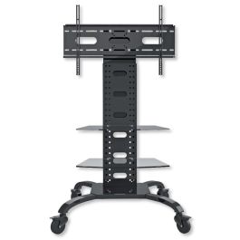 Rolstandaard voor beeldscherm 32"- 70" met planken - zwart